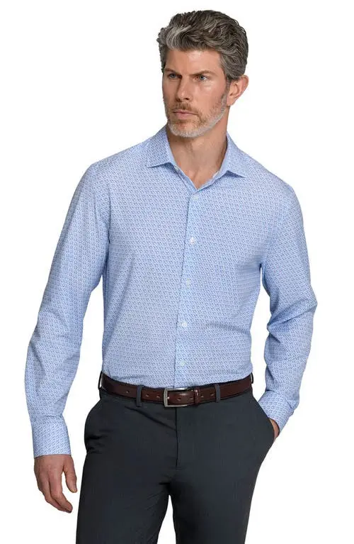 W.R.K Faint Floral Performance Dress Shirt - White/blue