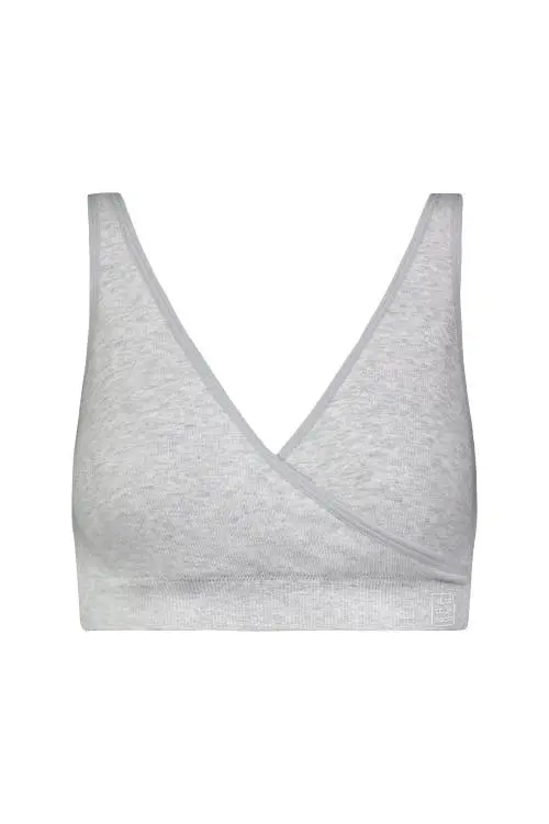 BRABAR Cotton Stretch Rib U-back Sports Bralette - Grey Heather