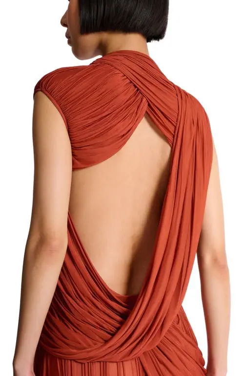 Balmain Draped Flowing Jersey Dress