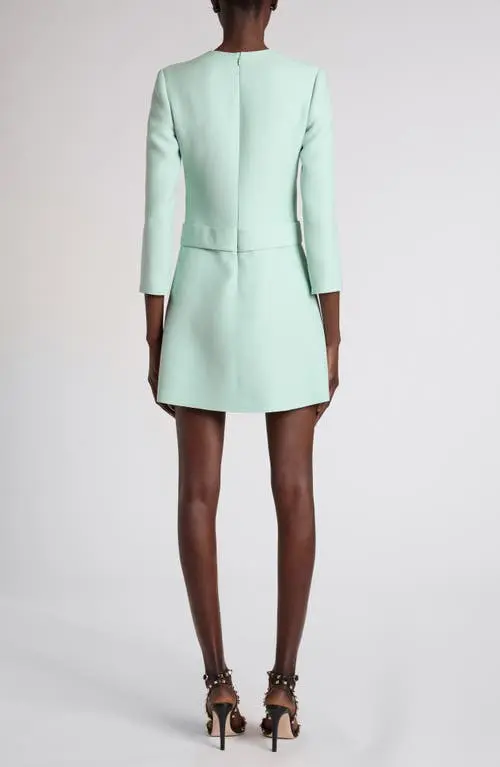 Valentino Garavani Belted Vlogo Wool & Silk Crepe Couture Minidress