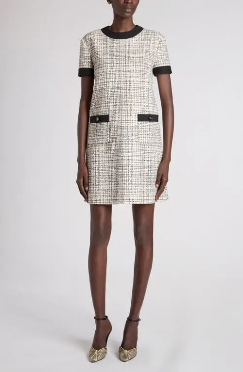 Valentino Garavani Short Sleeve Tweed Minidress - Vanilla