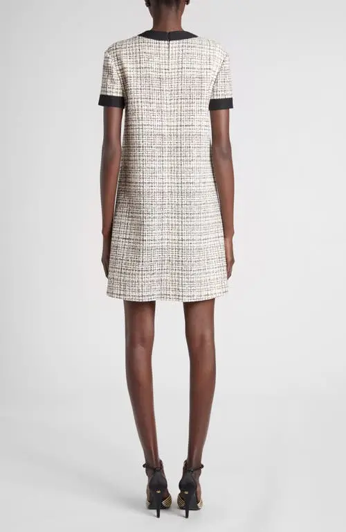 Valentino Garavani Short Sleeve Tweed Mini Dress