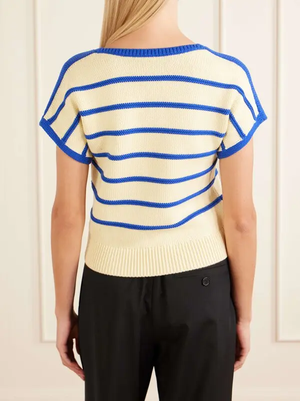 Loewe Anagram-embroidered Striped Cotton And Wool-blend Sweater