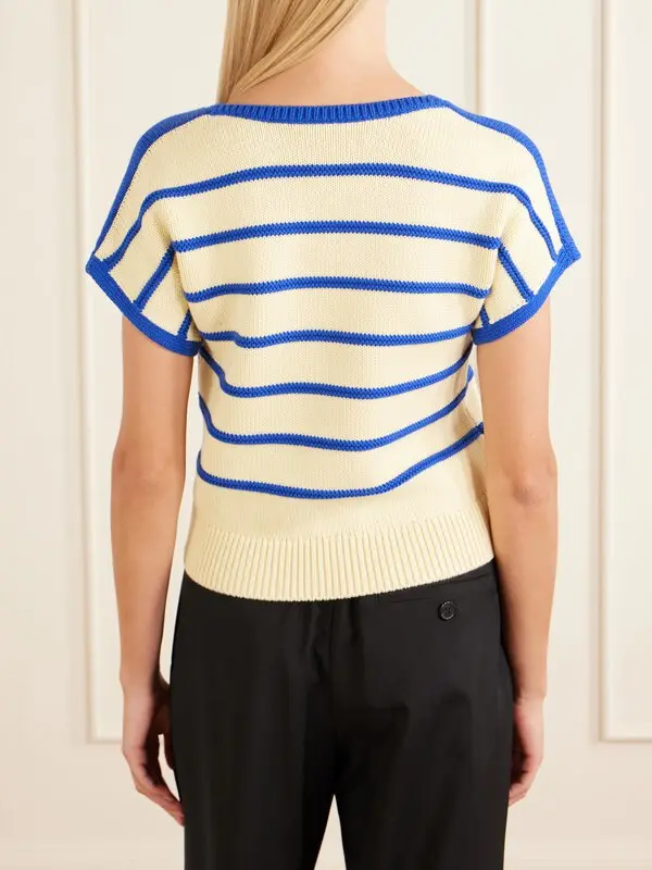 Loewe Anagram Embroidered Striped Cotton And Wool-blend Sweater - Yellow