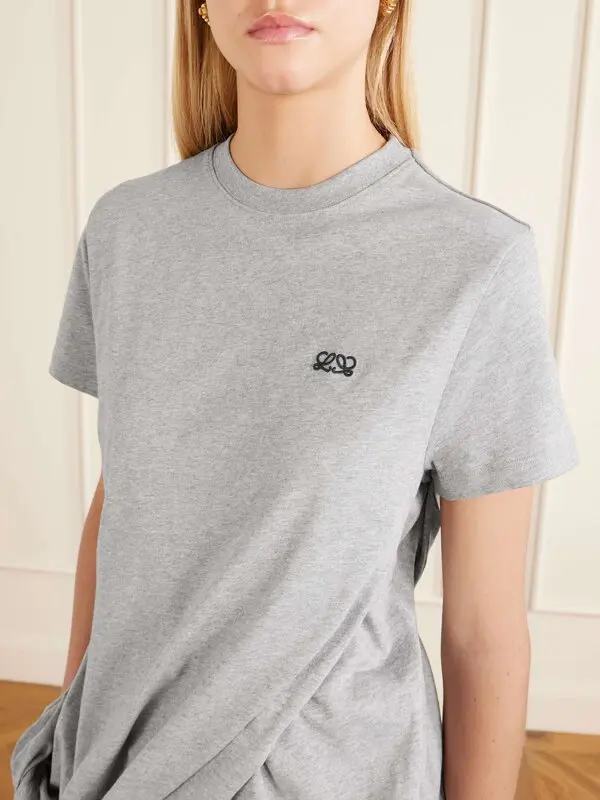 Loewe Anagram-embroidered Draped Cotton-jersey T-shirt