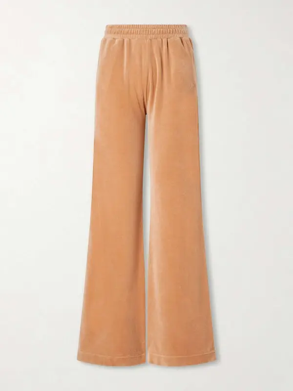 Chloé Wide-leg Cotton-blend Velvet Pants - Light Brown