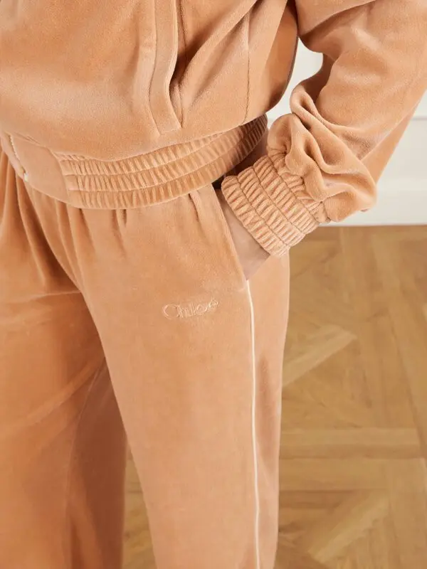 Chloé Wide-leg Cotton-blend Velvet Pants