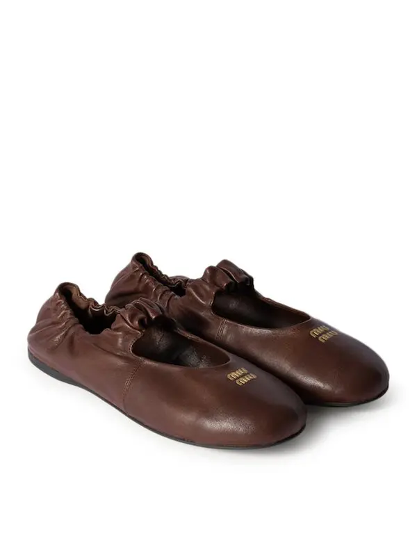 Miu Miu Nappa Ruched Ballet Flats - Multicolor