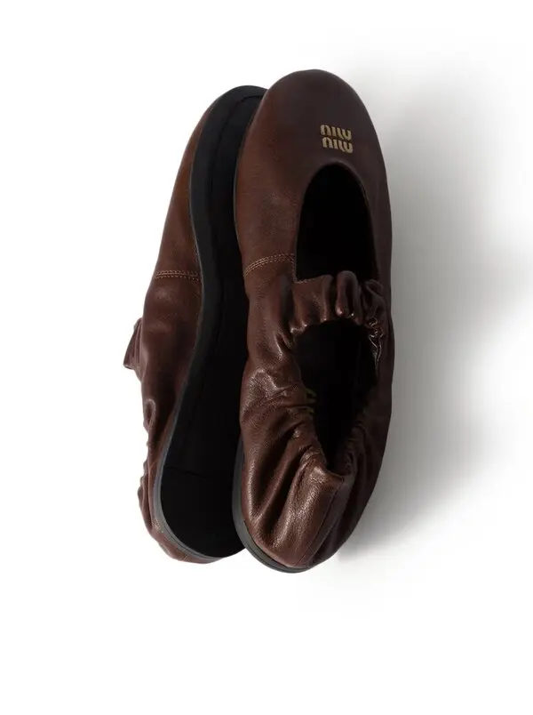 Miu Miu Nappa Ruched Ballet Flats - Multicolor