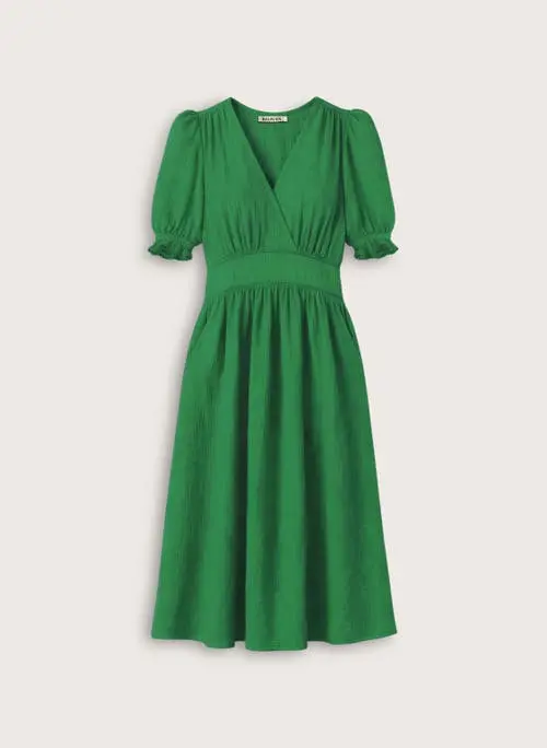 BAUKJEN Bella Organic Cheesecloth Midi Dress - Bright Emerald