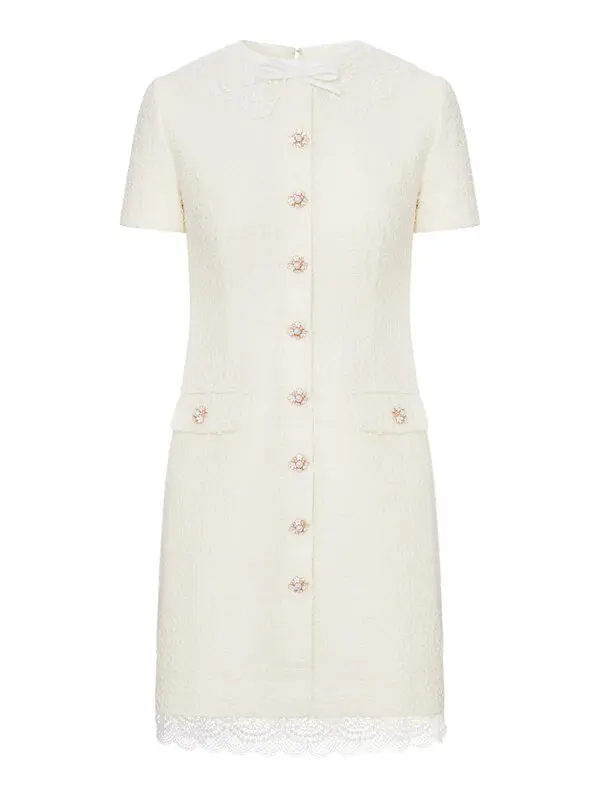 SELF-PORTRAIT Boucle Lace Mini Dress - Cream