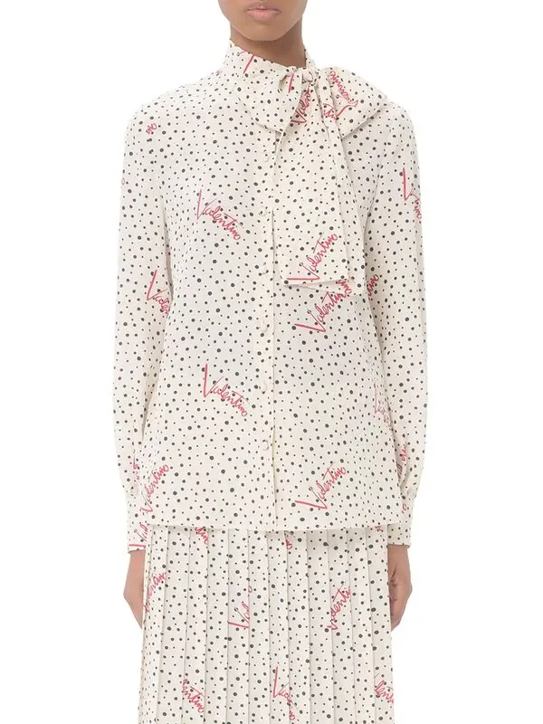 Valentino Garavani Silk Crepe De Chine Polka Dot Shirt - Multicolor