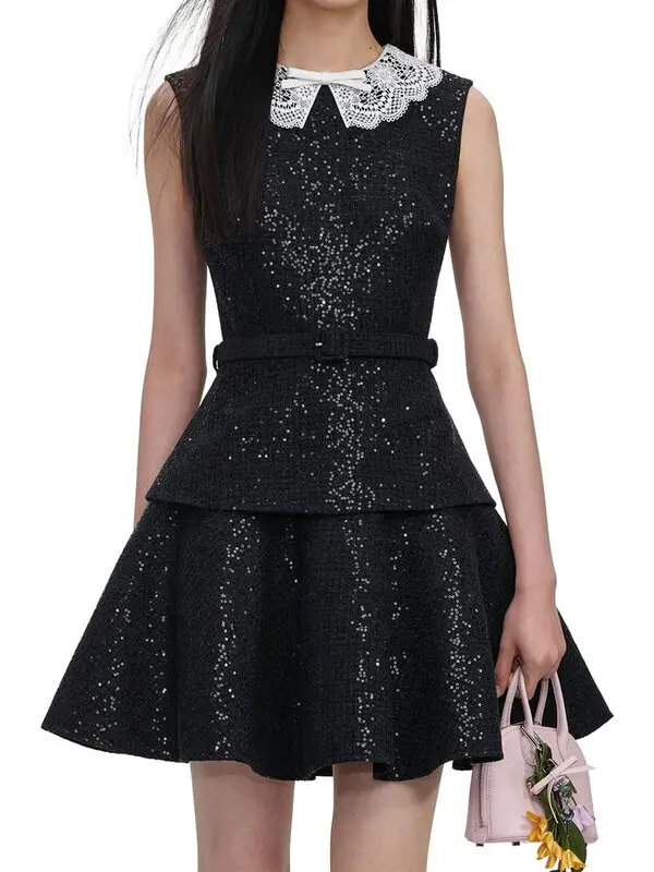 SELF-PORTRAIT Sequin Boucle Mini Dress