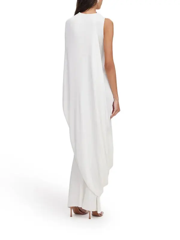 SELF-PORTRAIT Draped Asymmetrical Knit Maxi Dress