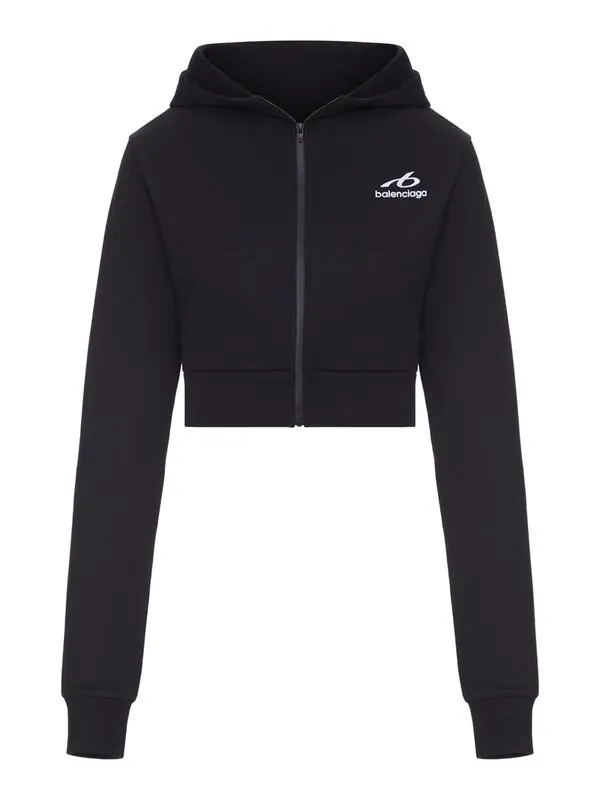 Balenciaga Cocoon Techwear Full Zip Sweatshirt - Black