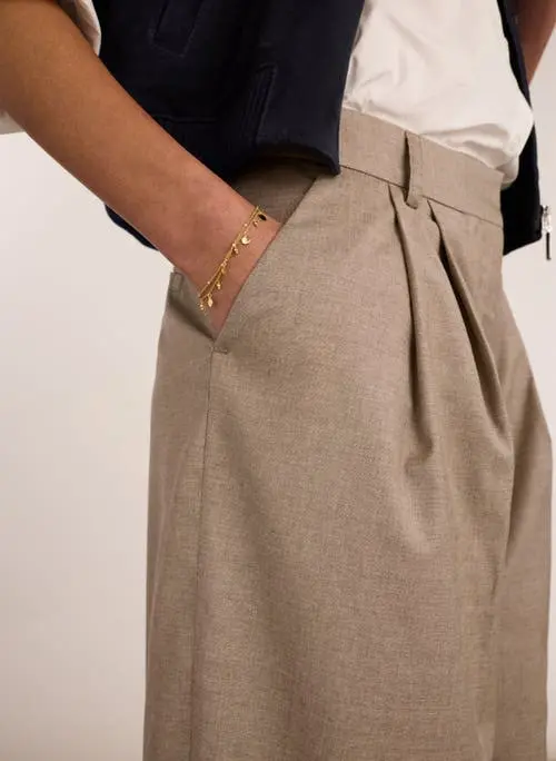BAUKJEN Mika Cool Wool Wide Leg Trousers - Natural