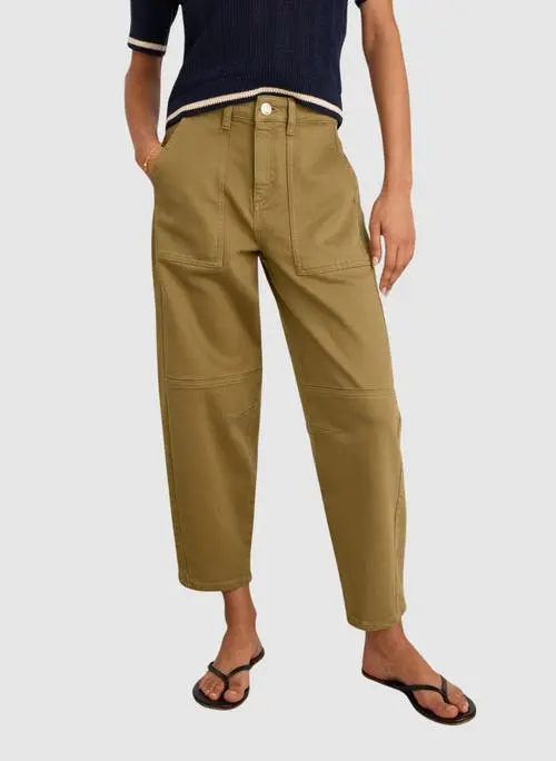 BAUKJEN Reece Stretch Barrel Leg Cargo Jeans - Taupe