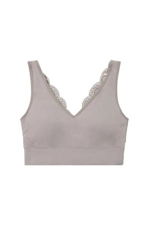 BRABAR Soft Reversible V Lace Bralette - Ash