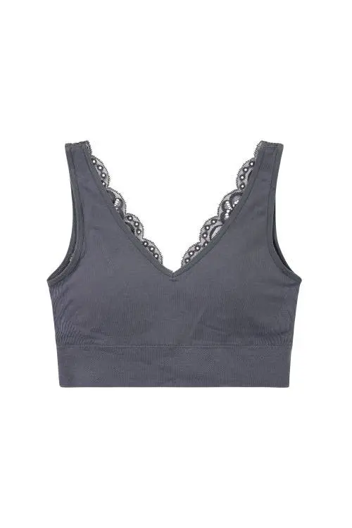 BRABAR Soft Reversible V Lace Bralette - Asphalt