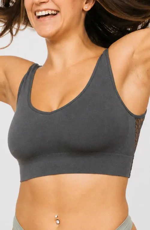 BRABAR Soft Reversible V Lace Bralette - Asphalt