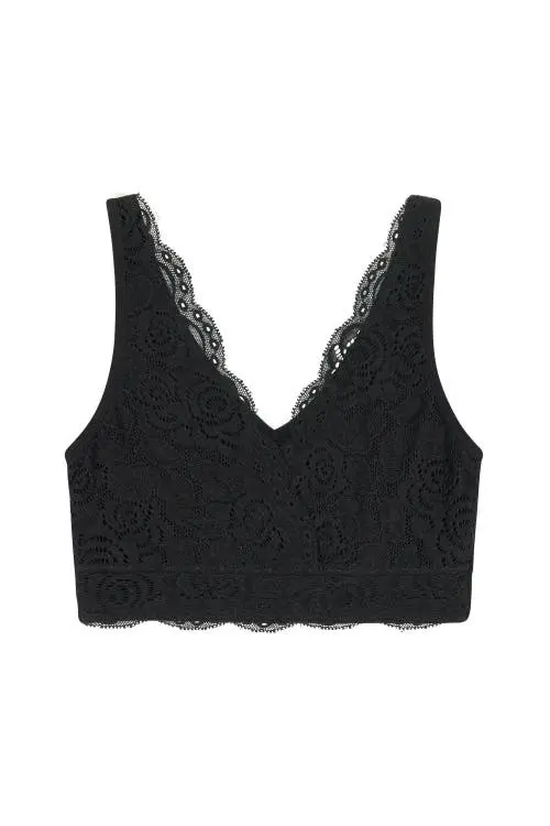 BRABAR Soft V Lace Reversible Bralette - Black