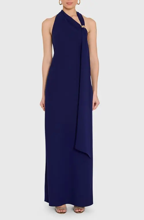 Amanda Uprichard Sonya Asymmetric Drape Sleeveless Gown