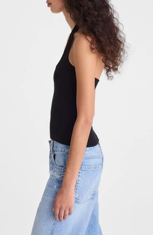 Madewell 90s Halter Top In Compact Cotton - Jet Black
