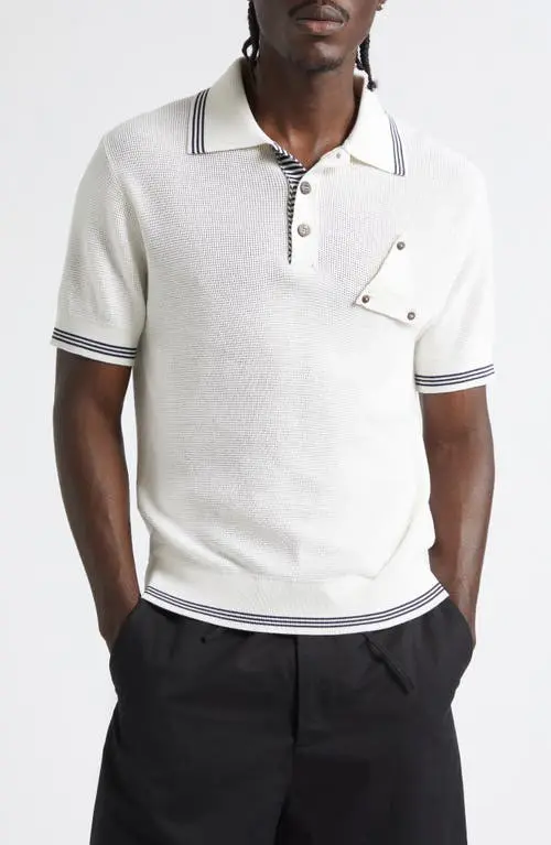 Jacquemus Le Polo Voilier Sailboat Patch Silk & Cotton Polo - White 100