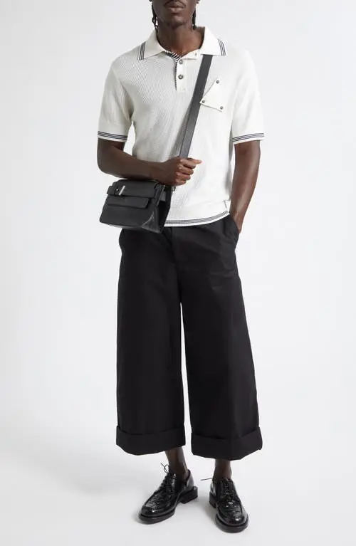 Jacquemus Le Polo Voilier Sailboat Patch Silk & Cotton Polo - White 100