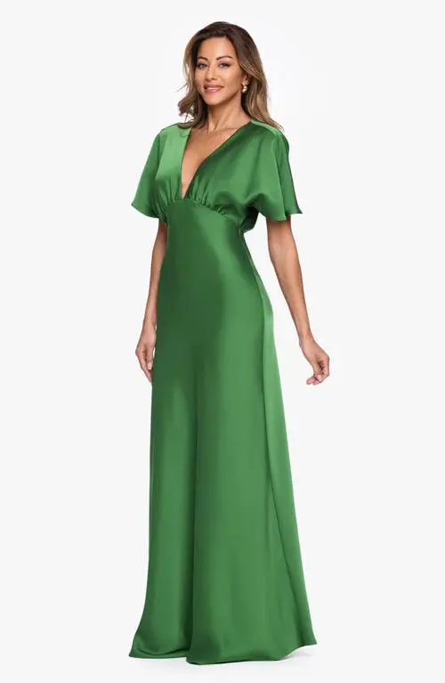 Betsy & Adam V-neck Satin Gown