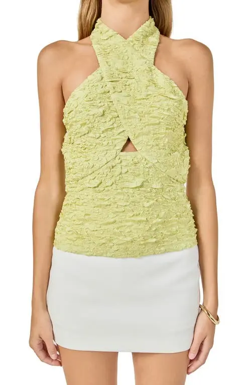Endless Rose Textured Halter Top With Cutout And Open Back