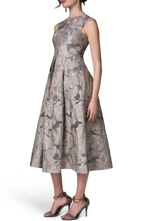 Donna Karan New York Sleeveless Metallic Midi Dress