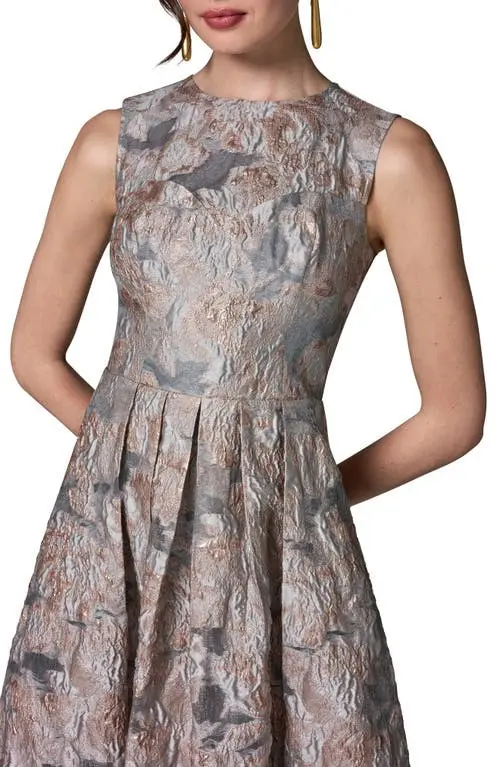Donna Karan New York Sleeveless Metallic Midi Dress