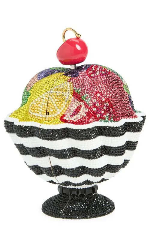Judith Leiber Ice Cream Sundae Gelato Crystal Clutch - Silver Chalk Multi