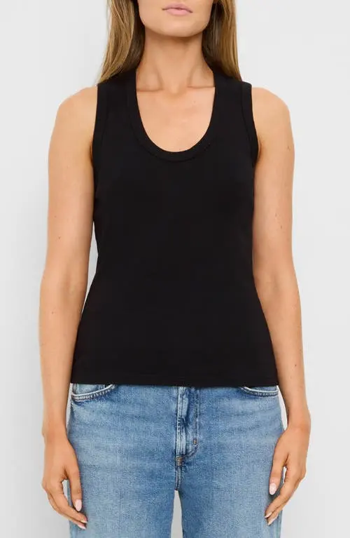 Michael Stars Brynn Scoop Neck Muscle Tank - Black