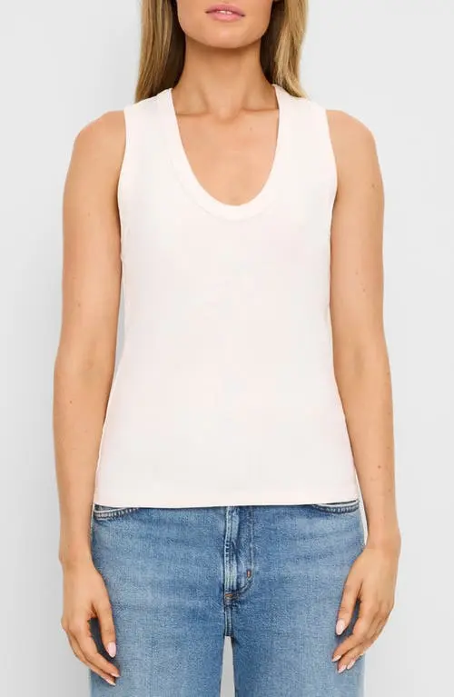 Michael Stars Brynn Scoop Neck Muscle Tank - Chalk