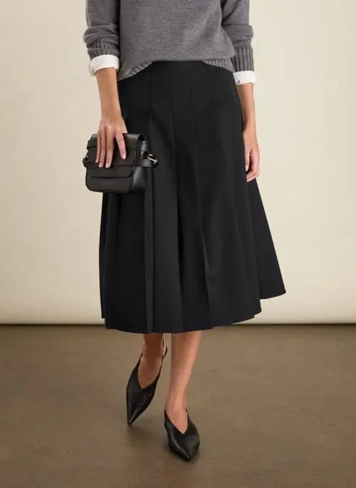 81043072 Pam Wool Blend Pleated Midi Skirt