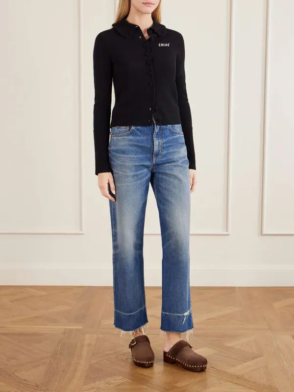 Chloé Jeannette Embellished Suede Clogs - Dark Brown