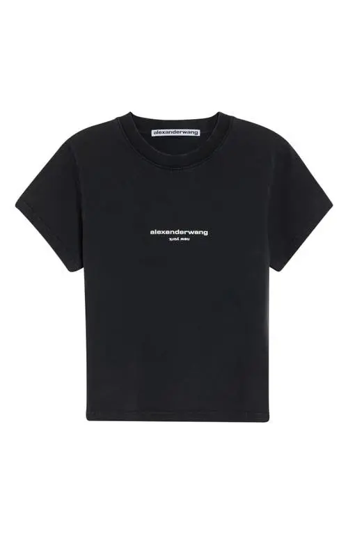 Alexander Wang Shrunken Cotton Logo T-shirt - Washed Black