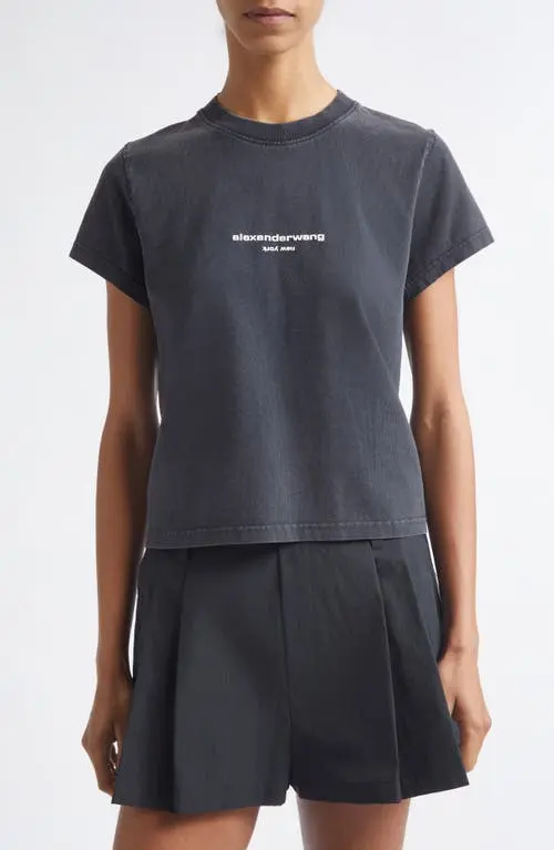 Alexander Wang Shrunken Cotton Logo T-shirt - Washed Black
