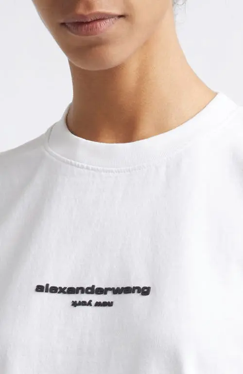 Alexander Wang Shrunken Cotton Logo T-shirt - White