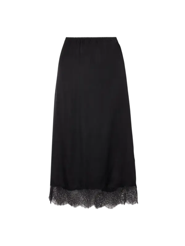 ANINE BING Shelby Lace-trimmed Silk-blend Midi Skirt - Black