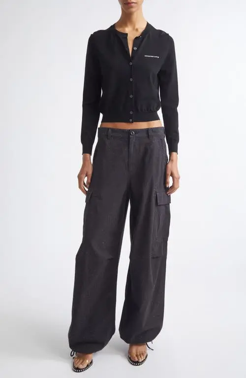 Alexander Wang Hotfix Logo Shrunken Cardigan
