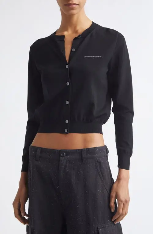 Alexander Wang Hotfix Logo Shrunken Cardigan