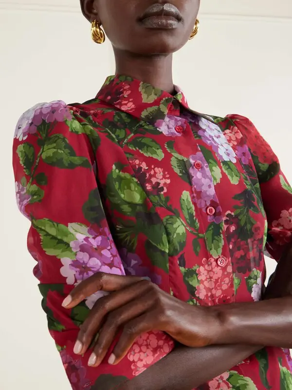 Carolina Herrera Floral-print Silk-chiffon Blouse