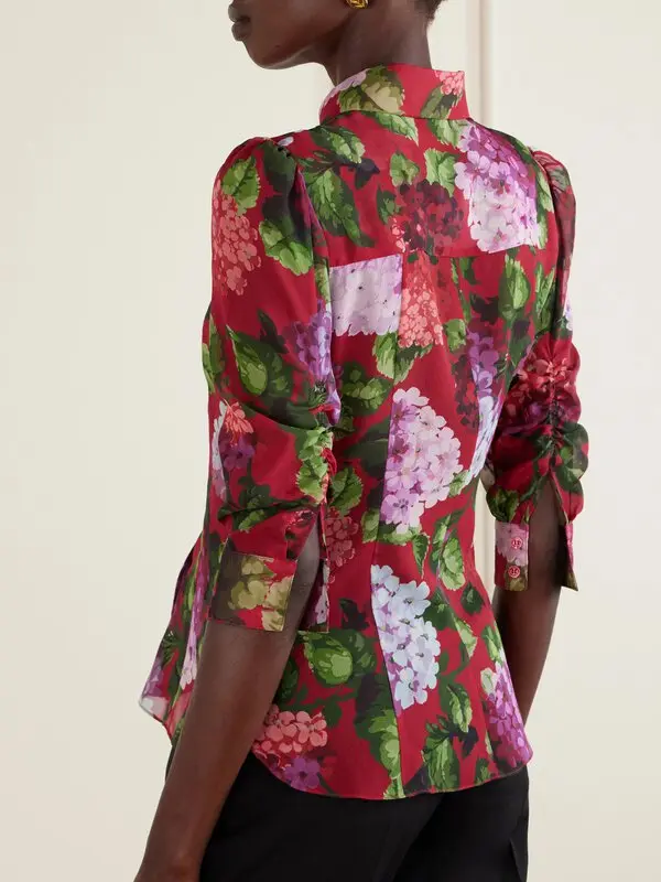 Carolina Herrera Floral-print Silk-chiffon Blouse