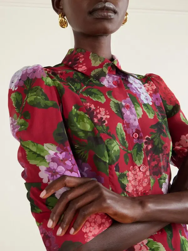Carolina Herrera Floral-print Silk-chiffon Blouse