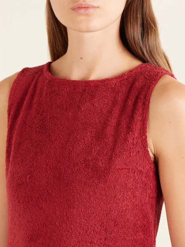 Cap D'antibes Cap D’antibes Aurelia Tasseled Cotton-terry Midi Dress - Red