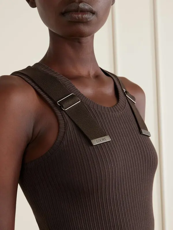 Loewe Embellished Ribbed Stretch-cotton Midi Dress