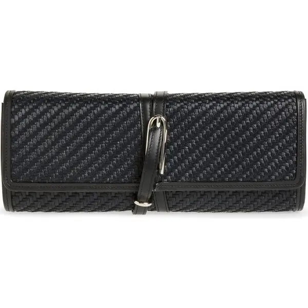 LIFFNER Belted Raffia Clutch